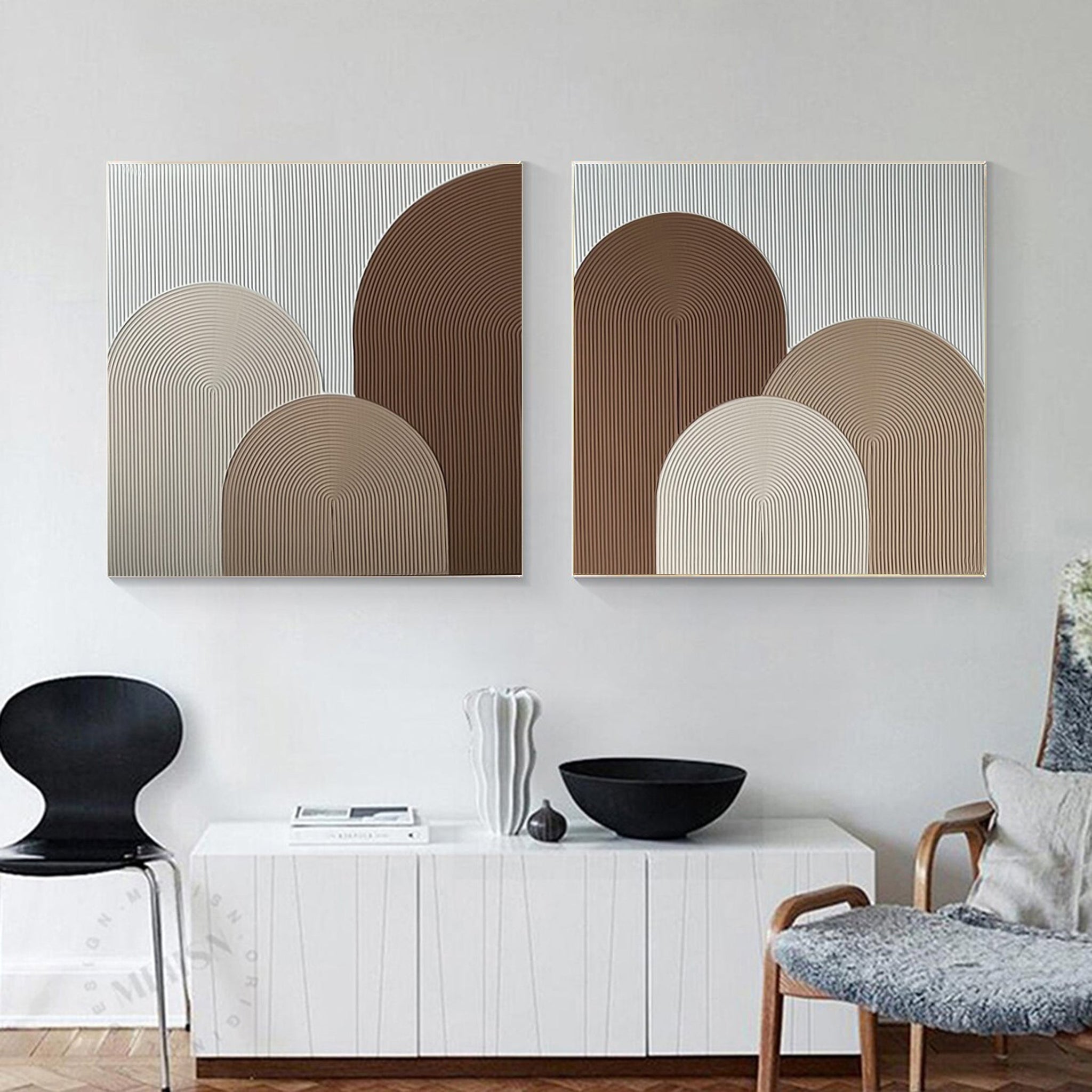Modern Geometric Arch Canvas Wall Art Set #MMS014