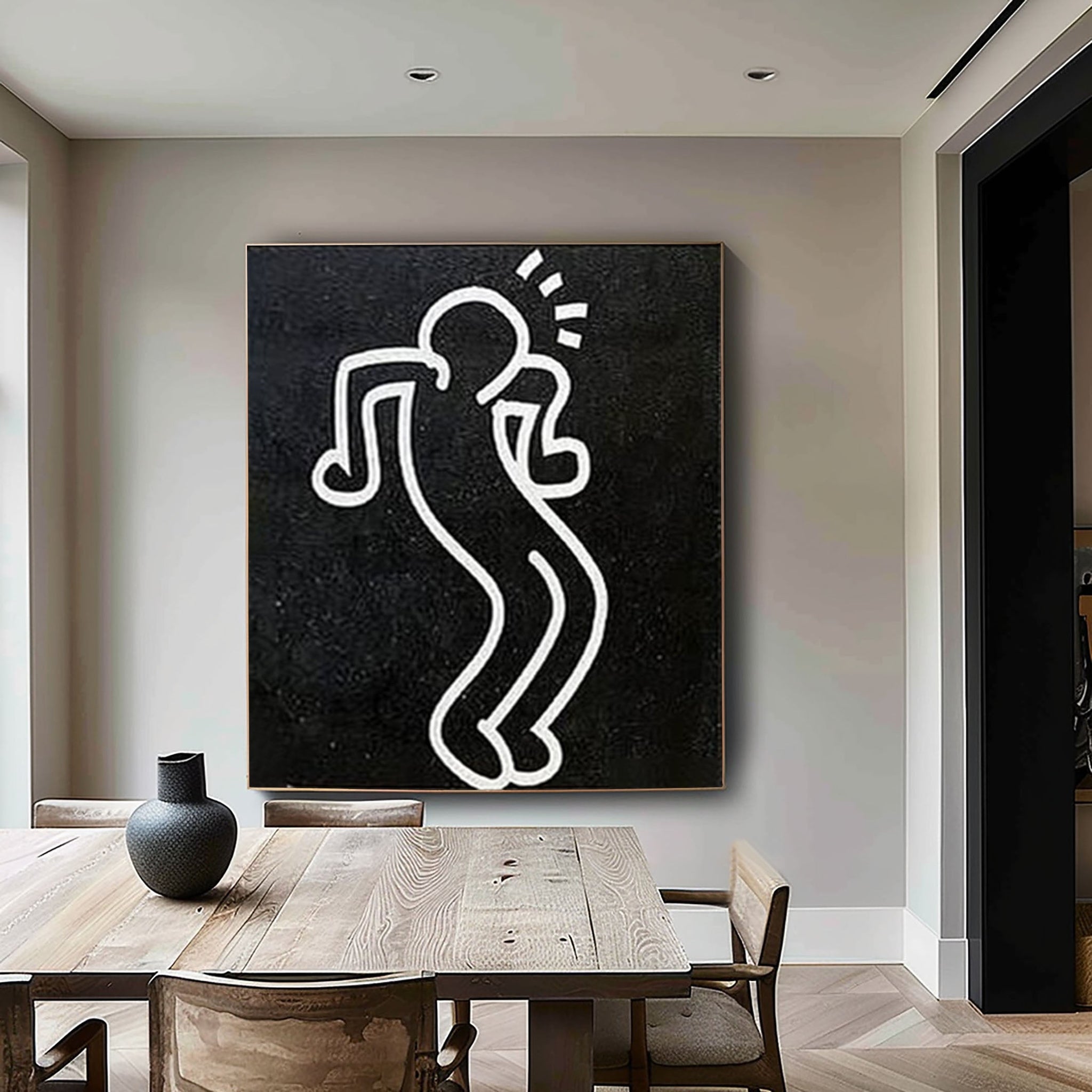 Black and White Abstract People Wall Art Minimalist Human Figure #HF01