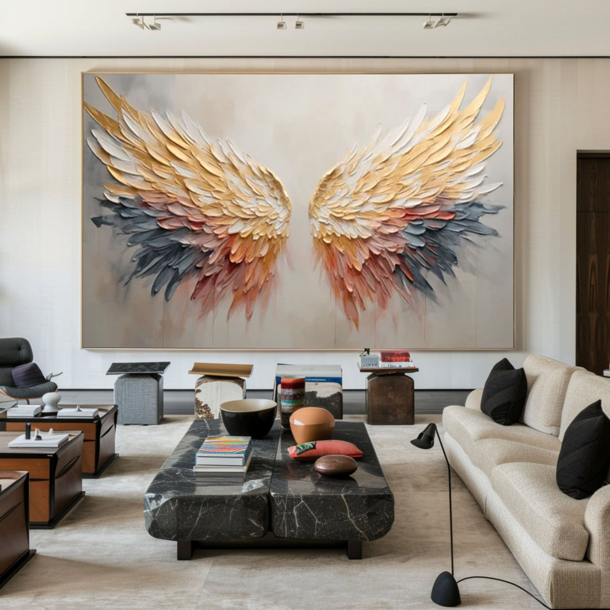 Colorful Angel Wings Canvas Large Abstract Wall Art #MM169
