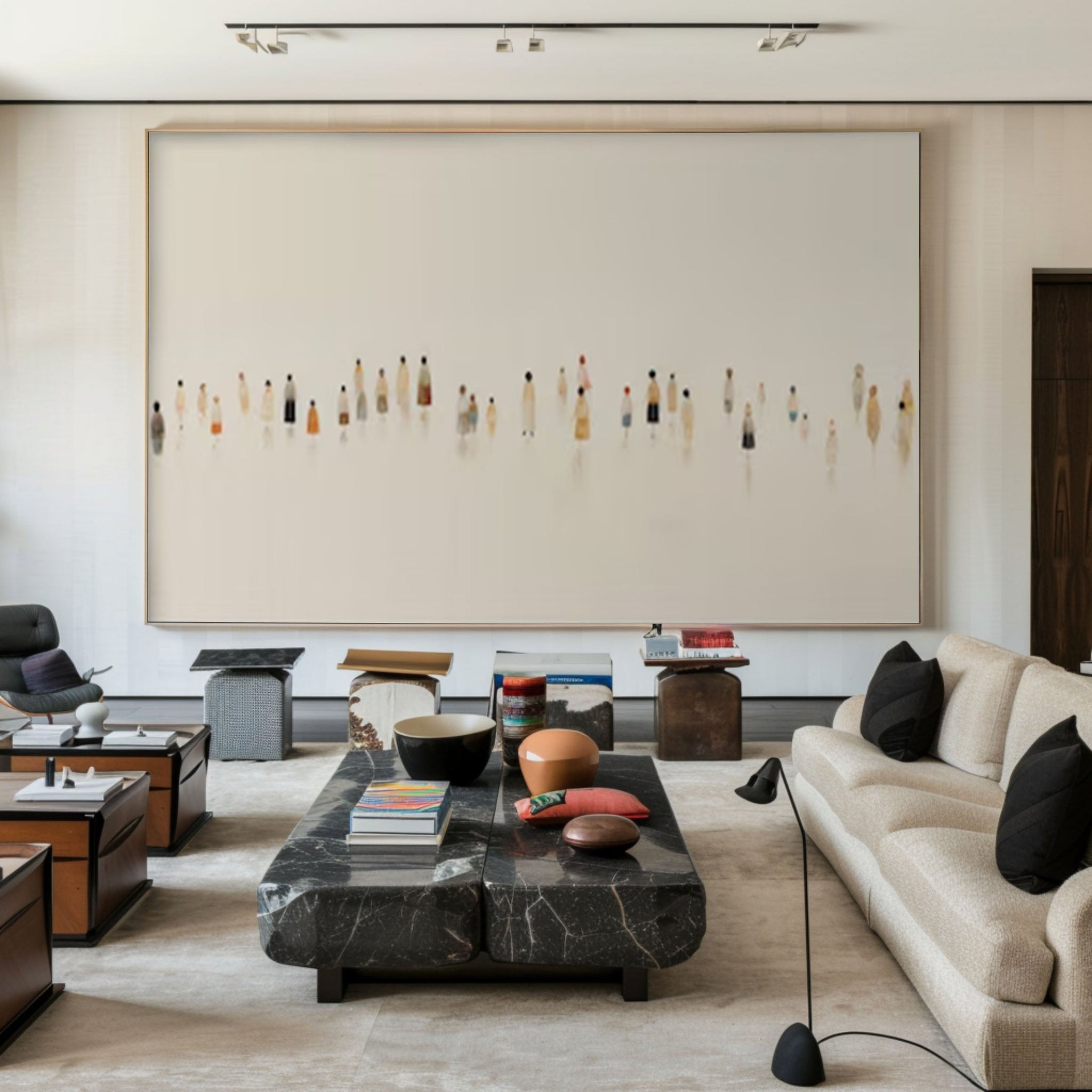 Minimalist Abstract Art Subtle Figures on Neutral Canvas #HF016