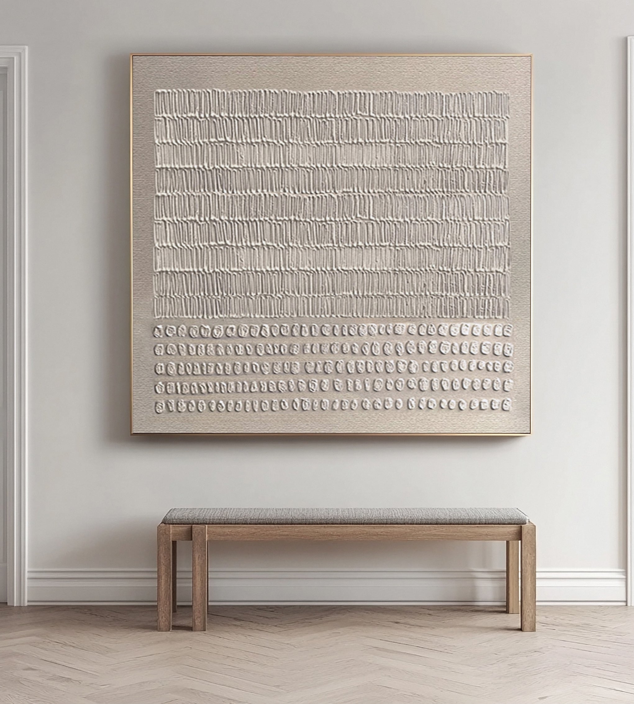 Contemporary Neutral Painting with Tactile Vertical Impressions #MM586